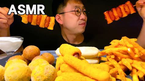 Bhc사이드 전메뉴 먹방 Asmr 뿌링치즈볼뿌링감자뿌링핫도그뿌링소떡빨간소떡꿀호떡달콤바삭치즈볼 Real Sound