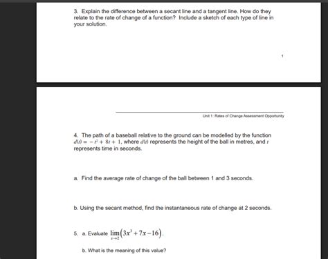 Explain The Difference Between A Secant Line And A Tangent Line How Do T