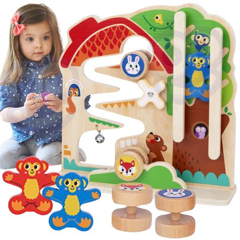 DREWNIANA TABLICA MANIPULACYJNA MONTESSORI LABIRYNT PRZEPLATANKA TOOKY