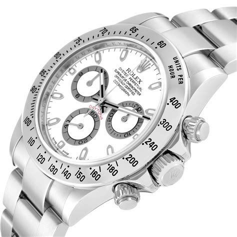 Rolex Daytona White Dial Chronograph Steel Mens Watch 116520 Box Card