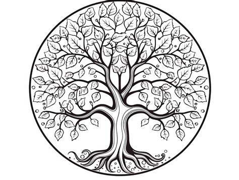 Falling Leaves Tree Coloring Coloring Page