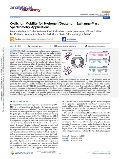PDF Cyclic Ion Mobility For Hydrogen Deuterium Exchange Mass