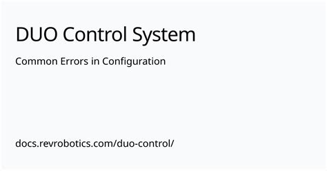 Common Errors In Configuration Rev Robotics Documentation