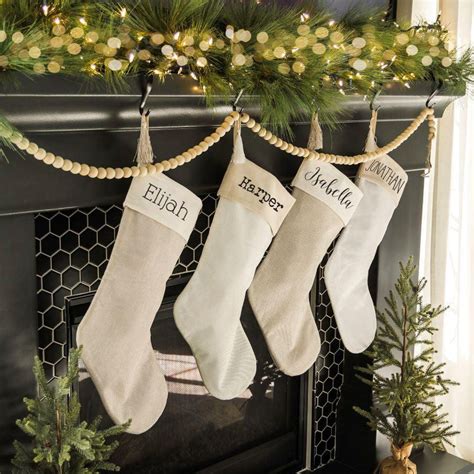 Personalized Cotton Stocking With Tassel Printed Name A T