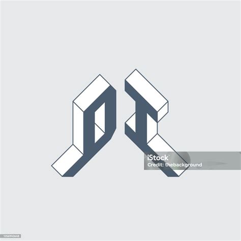 Di 2 문자 코드 D 및 1 또는 I 모노그램 또는 로고 타입 설계를 위한 Isometric 3d 글꼴입니다 글꼴 을 간략하게