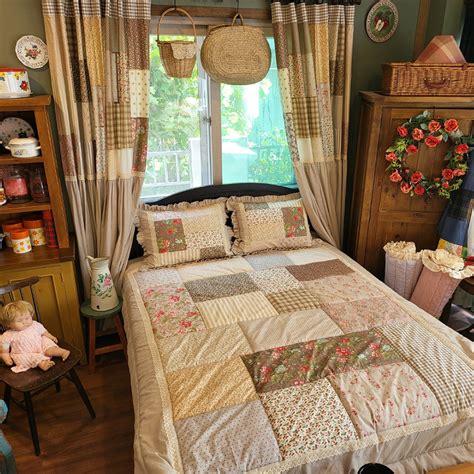 컨츄리홈안나 컨츄리홈안나 베스 패치 워크 퀸 컴포터핸드메이드 차렵 베개 이불 세트 200x230 50x70 베개 2장 위시버킷