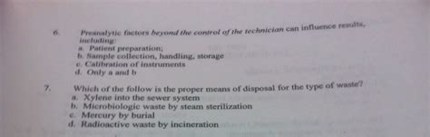 Solved Preanalytic Factors Beyond The Control Of The