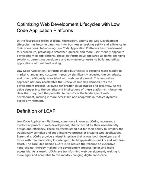 Ppt Optimizing Web Development Lifecycles With Low Code Application