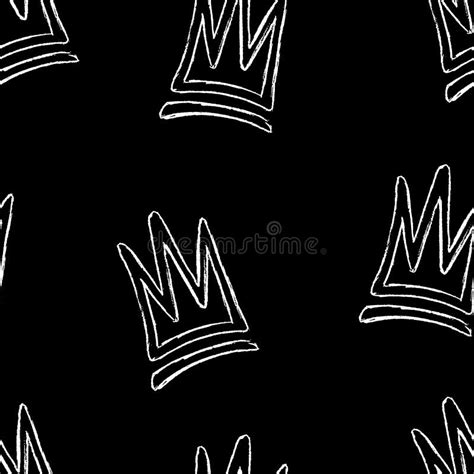 Seamless Pattern Of Monochrome Crown Illustration Vector Illustration