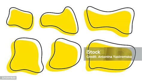 유기적 도형 텍스트 프레임 추상적인 노란색 말풍선의 벡터 집합입니다 물결 모양의 직사각형 정사각형 텍스트 상자 개체 그룹에 대한 스톡 벡터 아트 및 기타 이미지 Istock