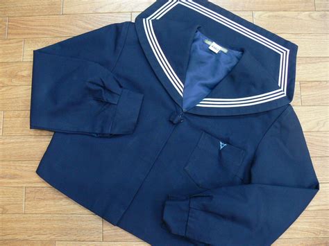 制服市場 和歌山県 4467 《和歌山県立商業高校》白紺3本ラインの冬中間夏セーラーセット 前開き 165a