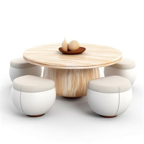 Premium Ai Image Naturalistic Rendering Of Circular Stools With Dining Table 3d Render