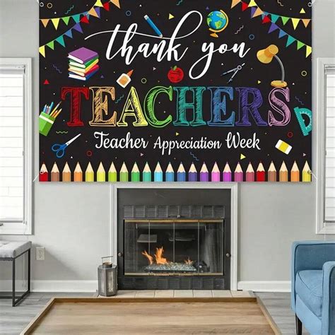 Thank You Teacher Backdrop Teacher Appreciation Classroom Banner