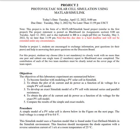 Project 2 Photovoltaic Solar Cell Simulation Using