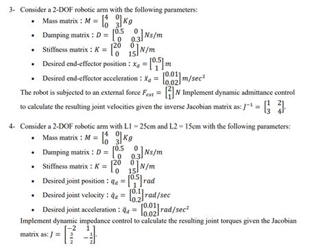 Solved Consider A Dof Robotic Arm With The Following Chegg