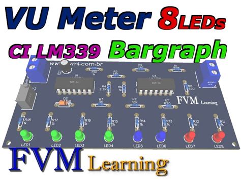 Vu Meter 8 Leds Bargraph Com Ci Lm339 Pci Fvml