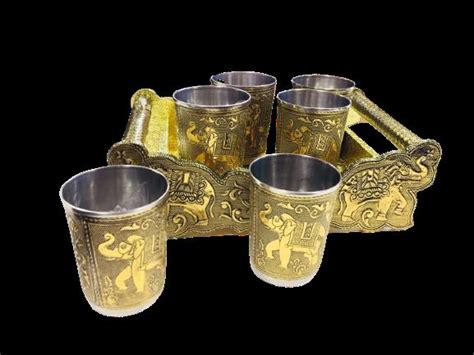 Rajwadi Elephant Design Glass Tray Set At Rs 200 In Surat Id 6300252