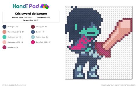 Kris Sword Deltarune Fuse Bead Pattern Kandi Pad Kandi Patterns