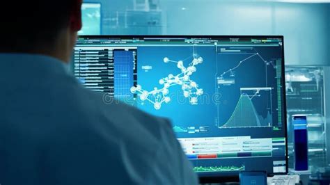 Man Analyzing Data On Computer Screen In Modern Office Stock Footage