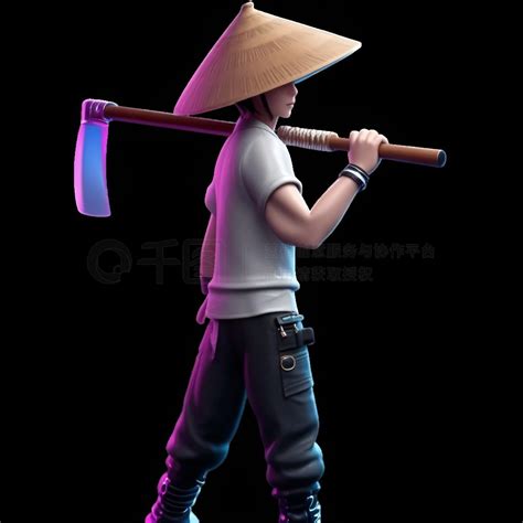 3dai数字艺术 3d手绘扛着锄头的农民元素卡通风3d渲染成年农民手持农具行走农田插画 Ai立体元素免费下载png格式4096像素编号71515274 千图网