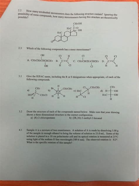 Solved 2 2 How Many Tetrahedral Stereocenters Does The Chegg