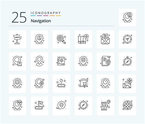 Navigation Line Icon Pack Including Location Point Find Gps Map Vector Art At