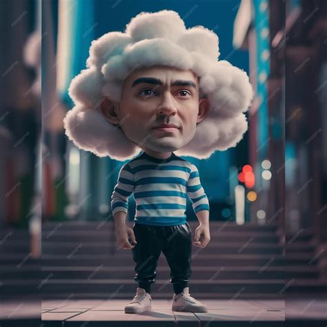 Premium Photo Man With Cloud Shaped Head Full Shot