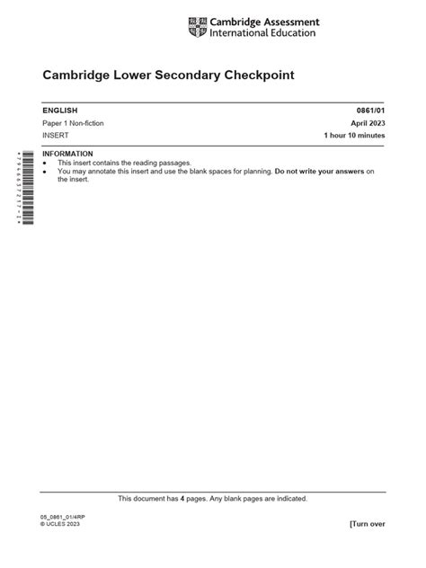 English P1 Insert Pdf