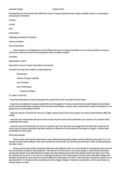Solution Investigating One Of The Factors That Affects The Mass Of