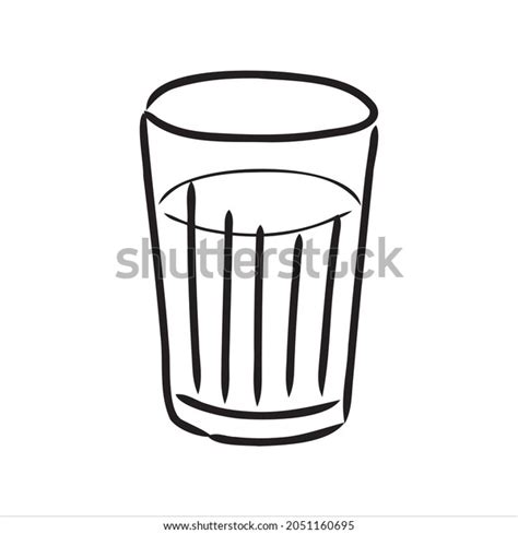 Glass Water Vector Illustration Black White Stock Vector Royalty Free