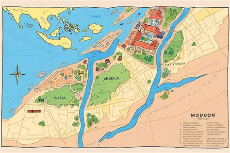Flat Hand Drawn Map Composition Premium Ai Generated Image