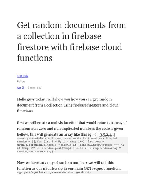 Get Random Documents From A Collection In Firebase Firestore With