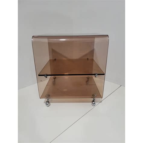 1970s Michel Dumas For Roche Bobois Plexiglass Rolling Side Table