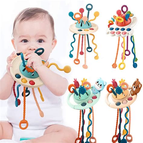 เด็ก Montessori ของเล่นดึง String Sensory ของเล่นเด็ก6 12เดือนซิลิโคนพัฒนา Teething กิจกรรมของ