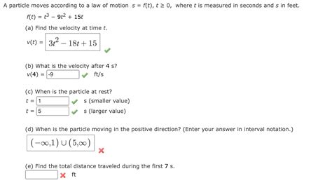 Solved Particle Moves According To A Law Of Motion Chegg Com