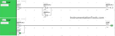 plc program for solenoid pilot lamp and switch with alarm