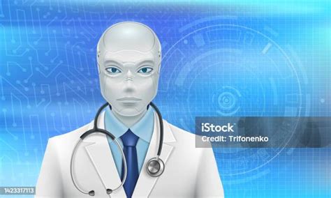 의료 코트와 청진기를 입은 의사 로봇 의사에 대한 스톡 벡터 아트 및 기타 이미지 의사 인공지능 로봇 Istock