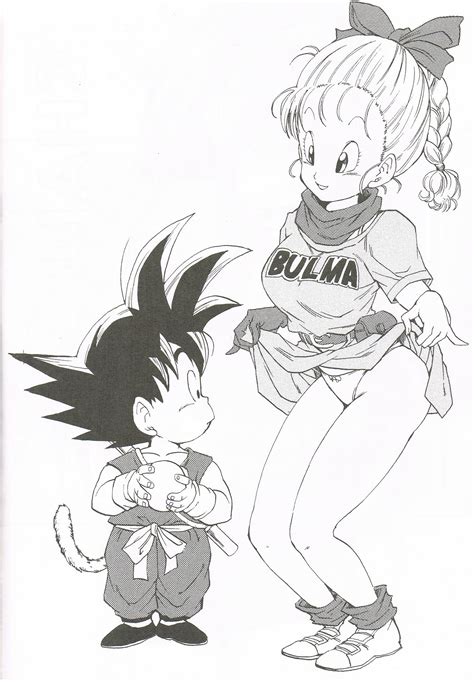 Boy Girl Belt Black Hair Braid Breasts Bulma Dragon Ball Dress Dress Lift Hair Ribbon Highres