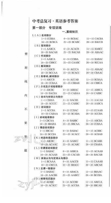 2022年中考总复习北方妇女儿童出版社英语答案——青夏教育精英家教网——