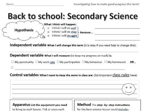 Back To School Secondary Science Teaching Resources Worksheets Library