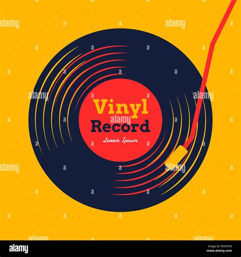 Vinyl Record Music Vector With Yellow Background Graphic Stock Vector