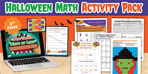 Fourth Grade Halloween Math Activity Pack
