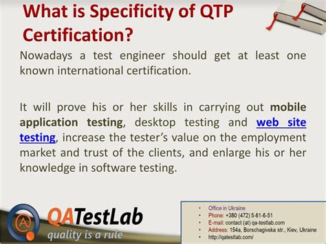 Ppt What Is Specificity Of Qtp Certification Powerpoint Presentation