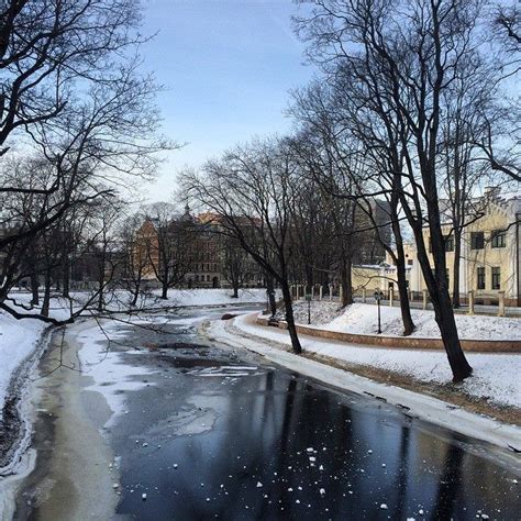 Winter Scenes Canals Of Riga