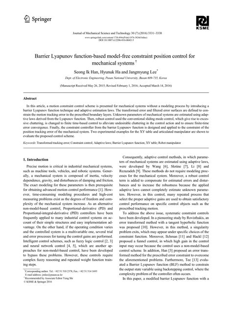 pdf barrier lyapunov function based model free constraint position