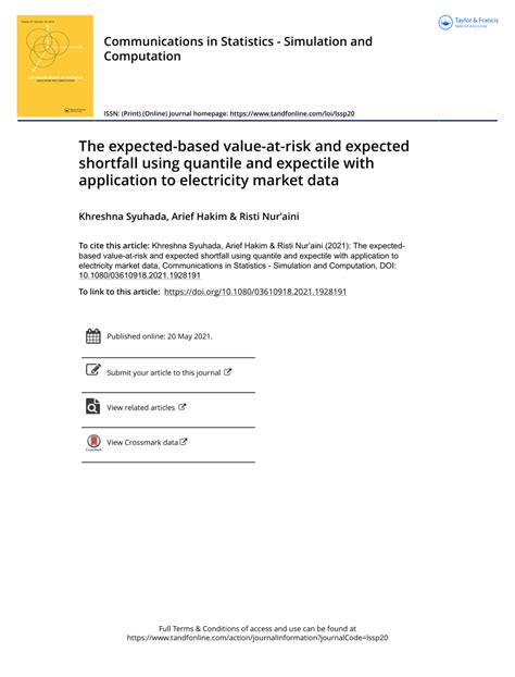 Pdf The Expected Based Value At Risk And Expected Shortfall Using Quantile And Expectile With