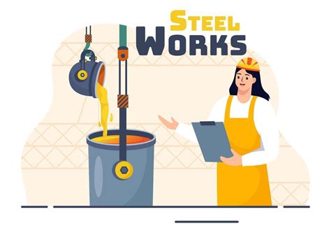 Steelworks Vector Illustration With Resource Mining Smelting Of Metal