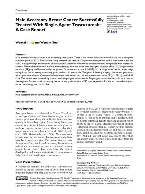 Pdf Male Accessory Breast Cancer Successfully Treated With Single