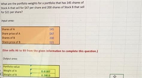 Solved What Are The Portfolio Weights For A Portfolio That Chegg Com