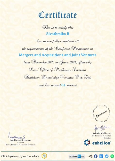 Sivathmika B On Linkedin Mergersandacquisitions Professionaldevelopment Lifelonglearning